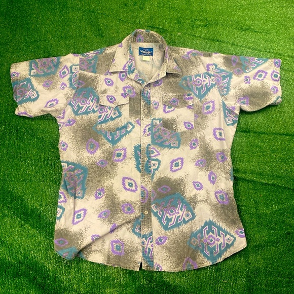 Shirts | Vintage Y2k Wrangler Western Funky Button Up Tee | Poshmark